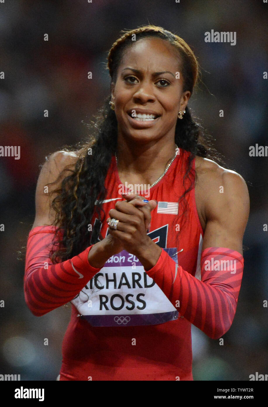 Sanya Richards-Ross of the USA celebrates winning the Women's 400M in ...