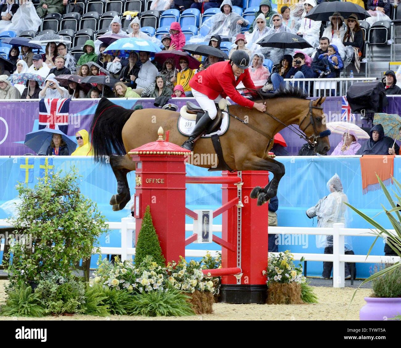 Federico Fernandez of Mexico, riding Victoria, competes in the ...
