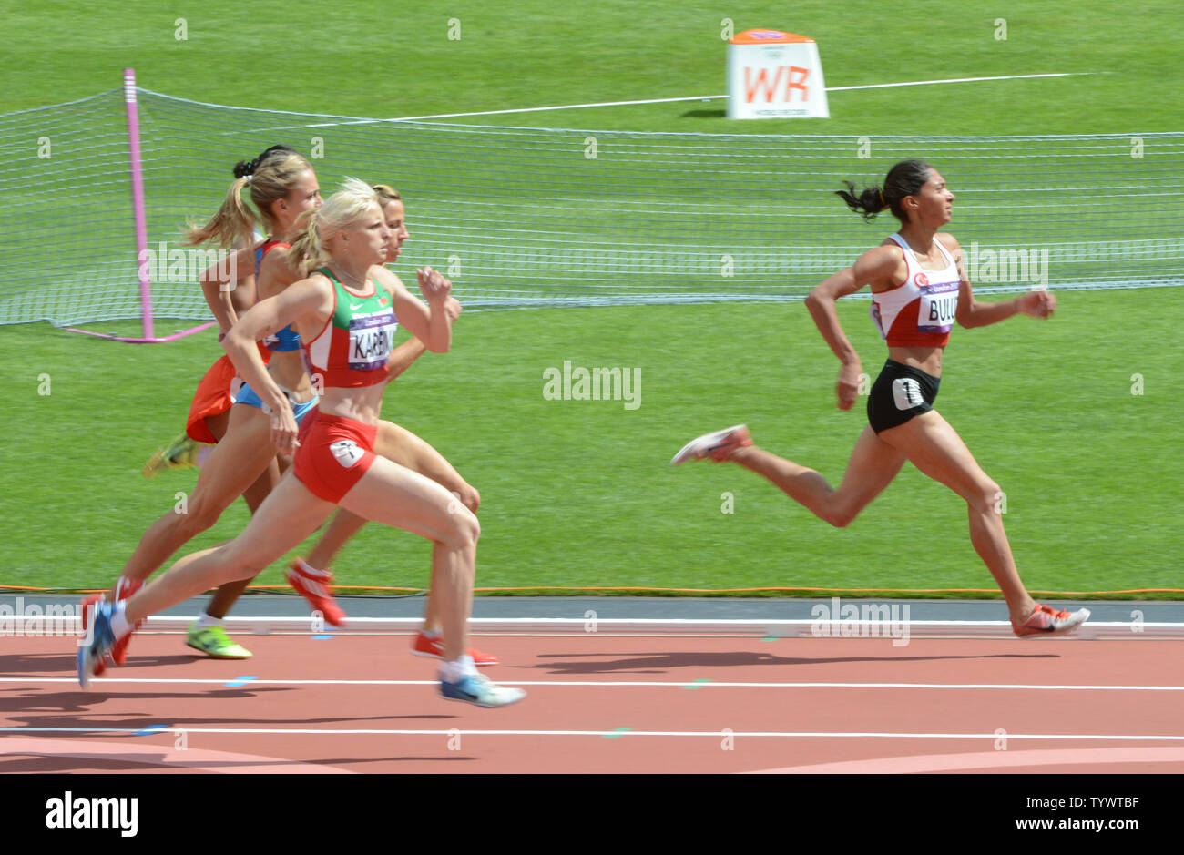Gamze Bulut of Turkey leads down the home stretch in round one of the ...
