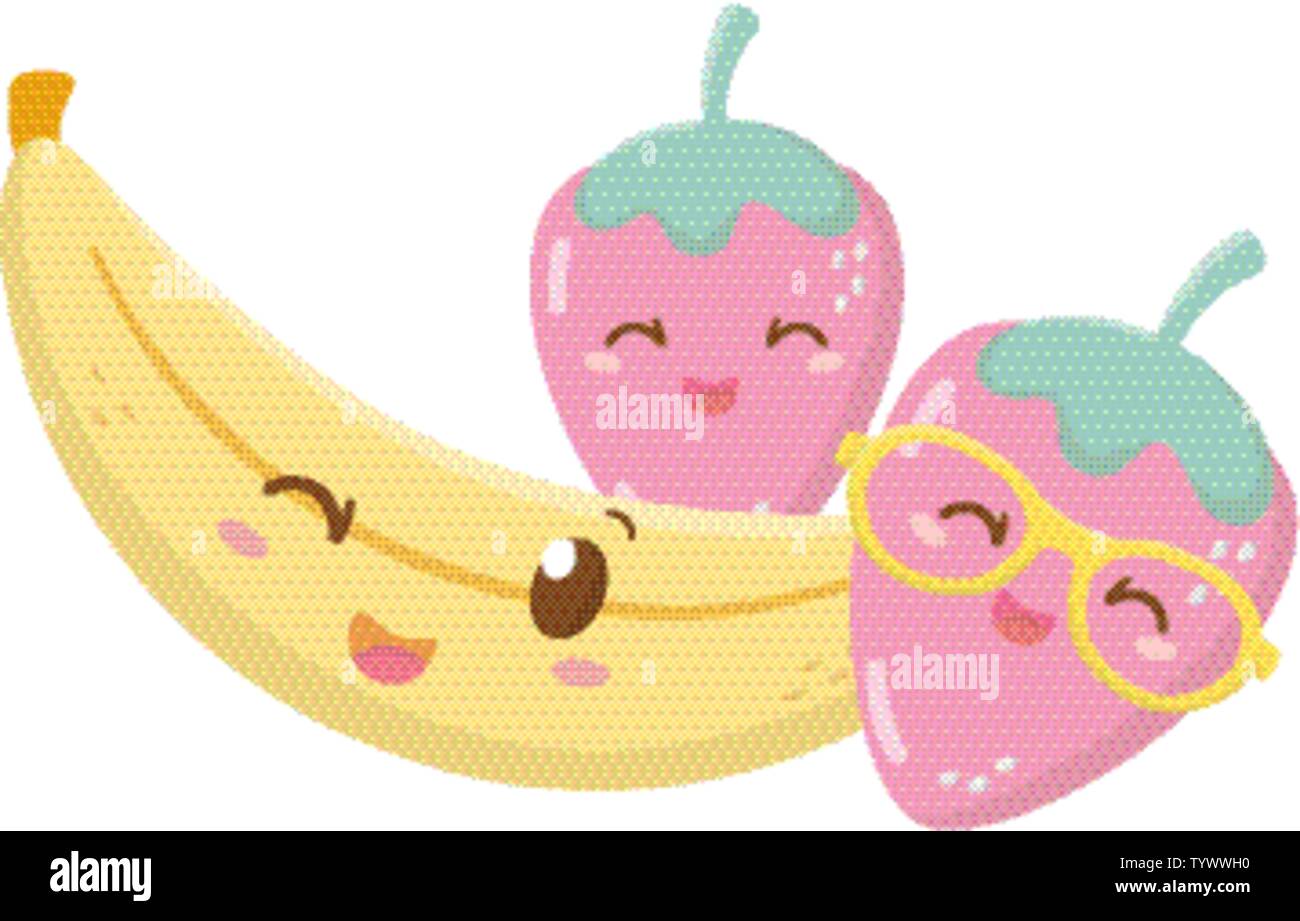 delicious tasty sweet fruits cartoon vector illustration graphic design ...