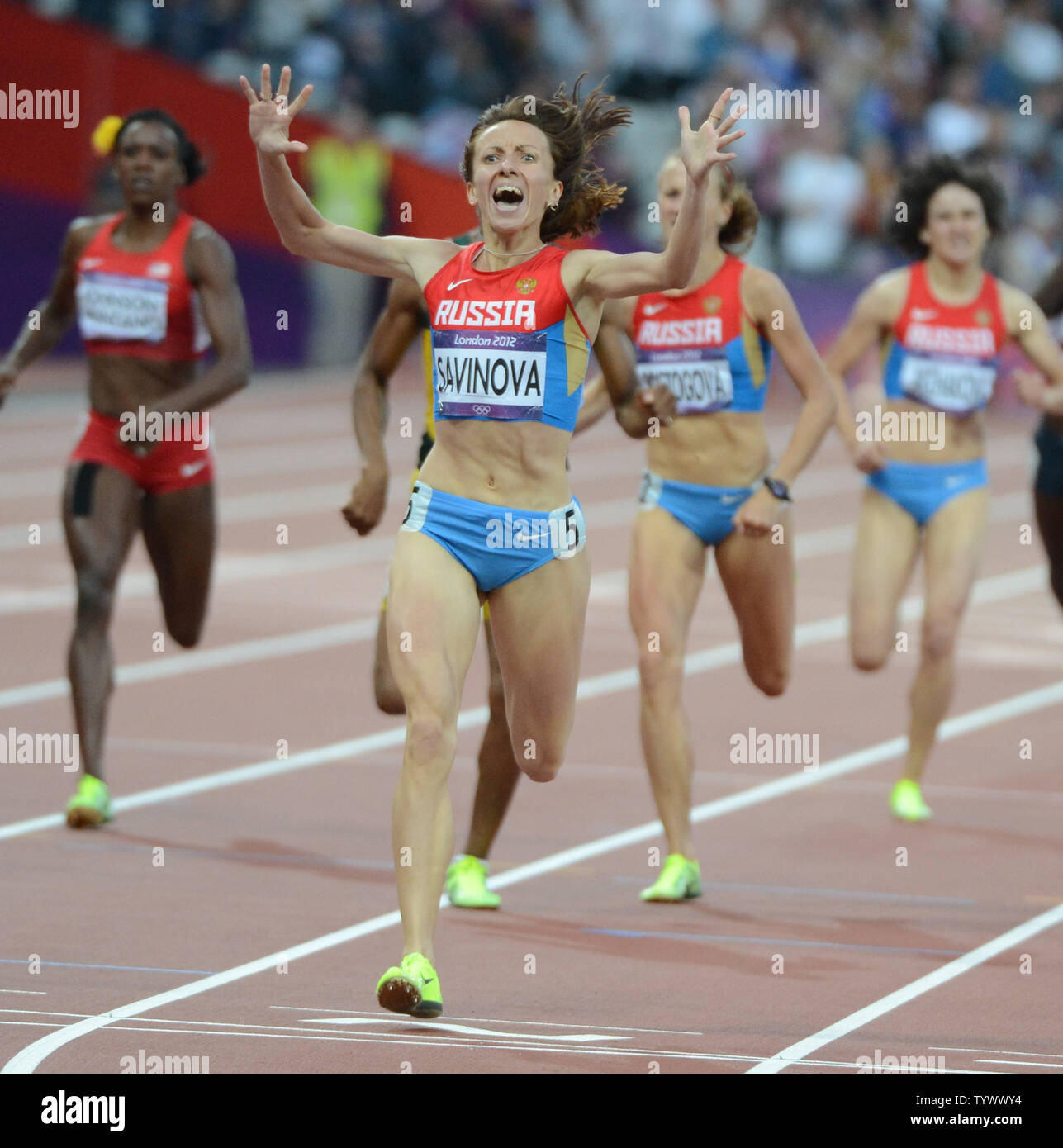 Mariya Savinova of Russia wins the Women's 800M at the London 2012 ...