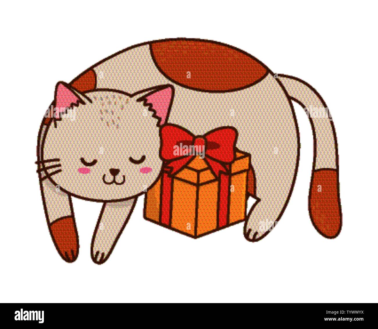 cute pet little animal kitty cat birthday party concept cartoon vector ...