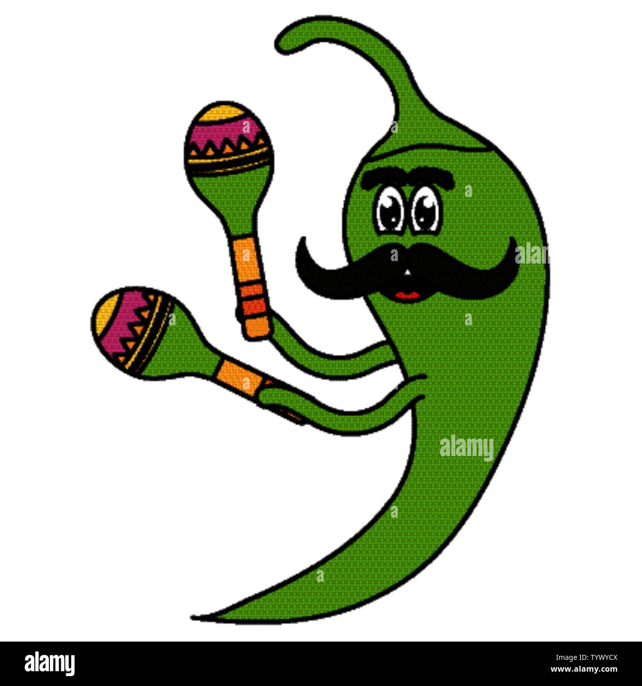 chilli pepper with maracas comic character vector illustration design ...