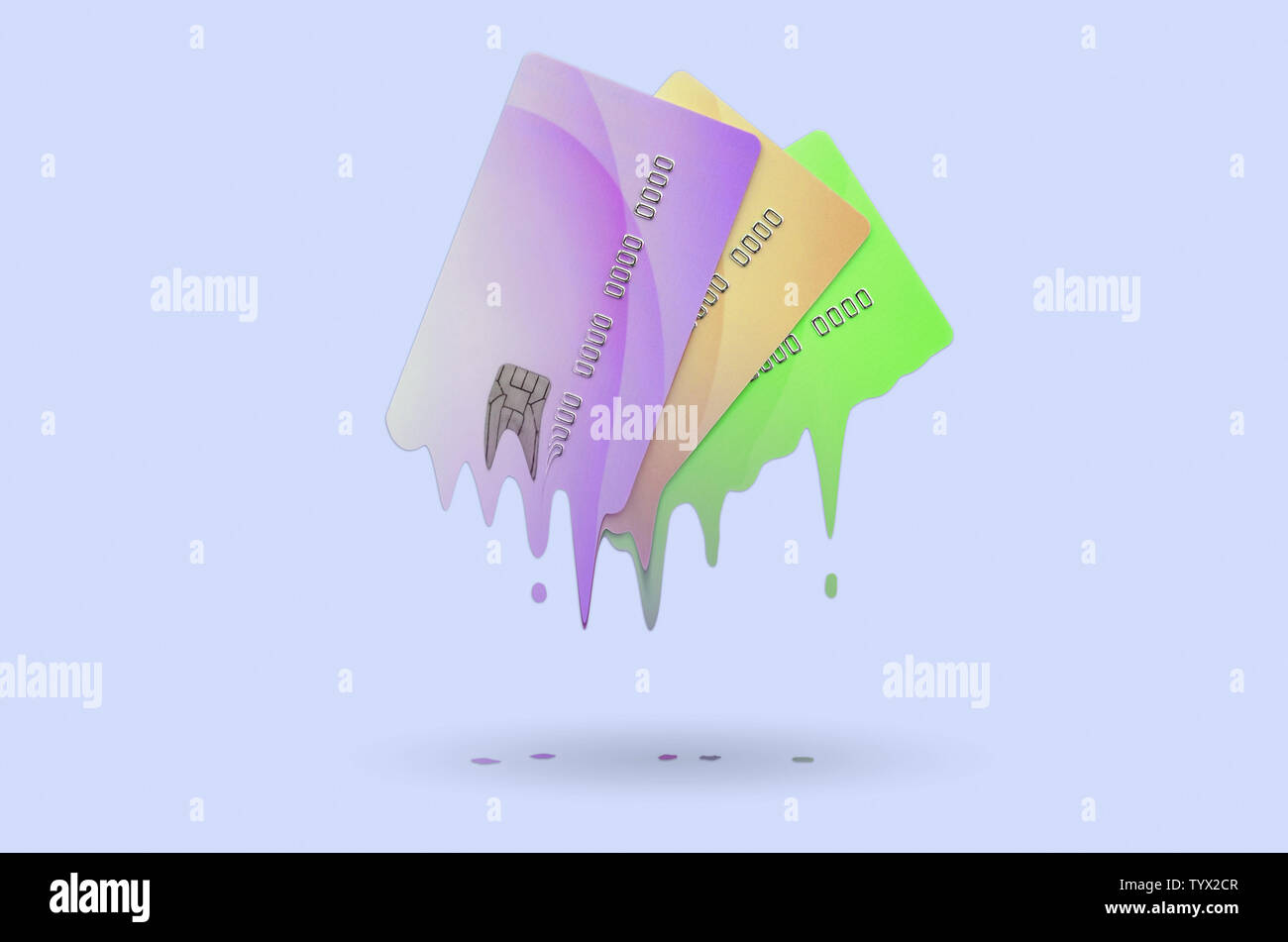 Card expires soon concept shows liquid credit cards that is dissolving ...