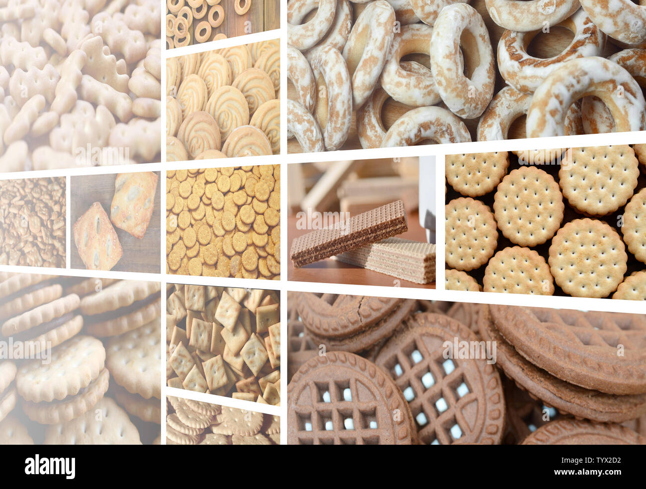 A collage of many pictures with various sweets close-up. A set of ...