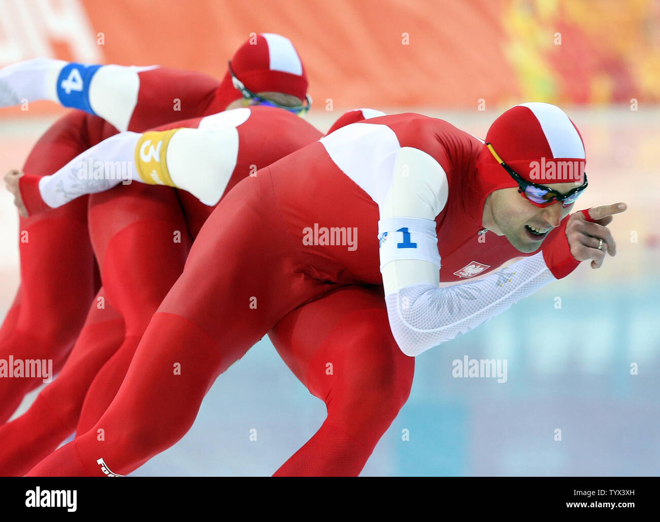 Poland's Zbigniew Brodka leads teammates, Konrad Niedzwiedzki and Jan ...