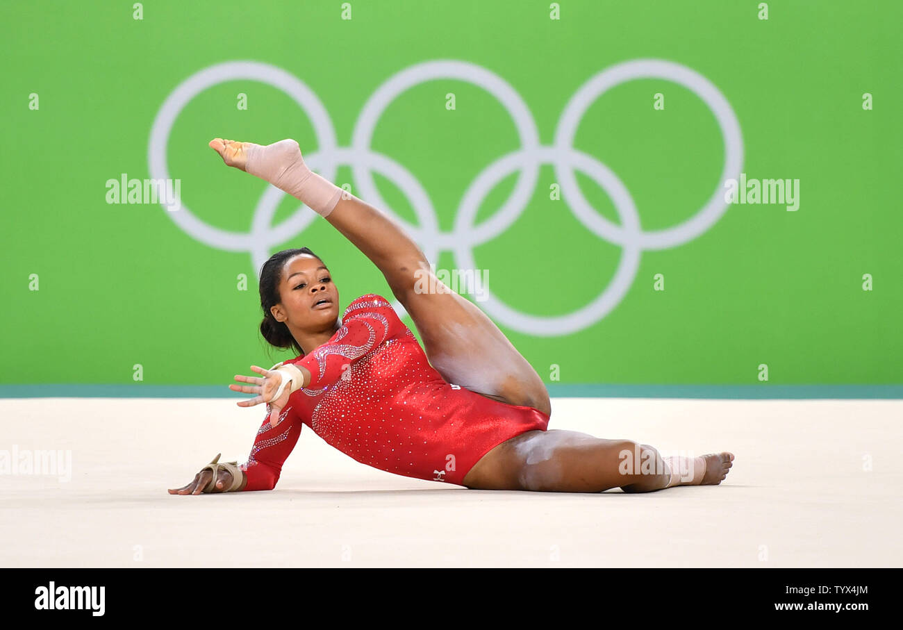 U S Womens Gymnastics Member Gabby Douglas Practices Her Routine On