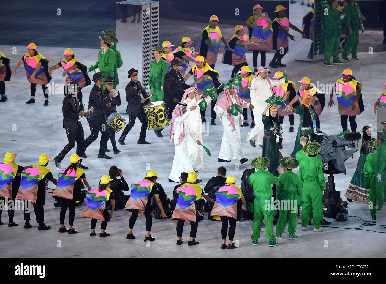 Saudi Arabia enters the arena at the Opening Ceremony of the 2016 Rio ...
