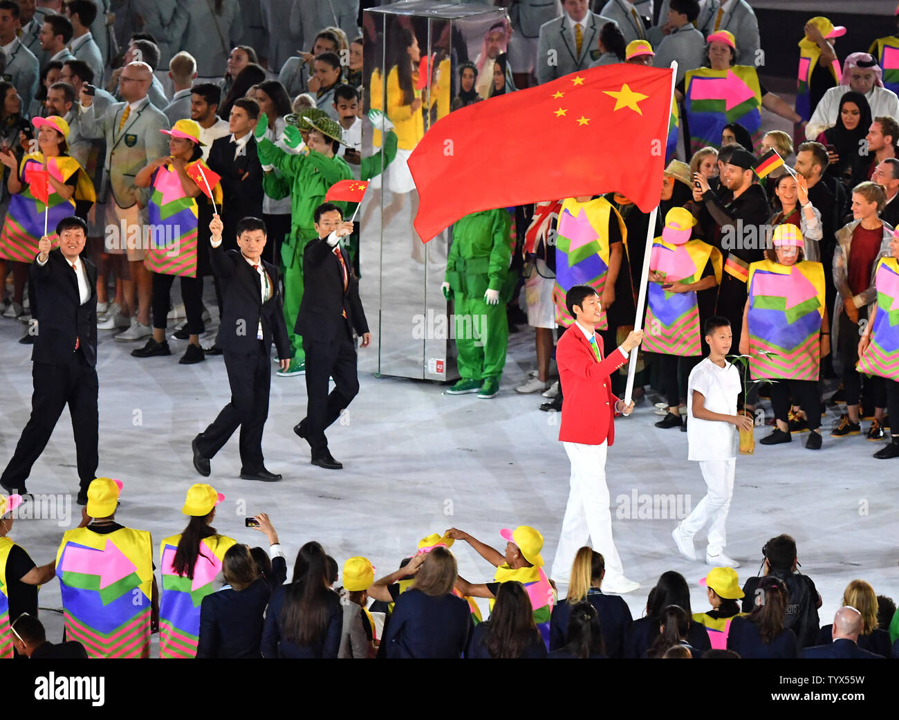 Athletes of China enter the arena at the Opening Ceremony of the 2016 ...