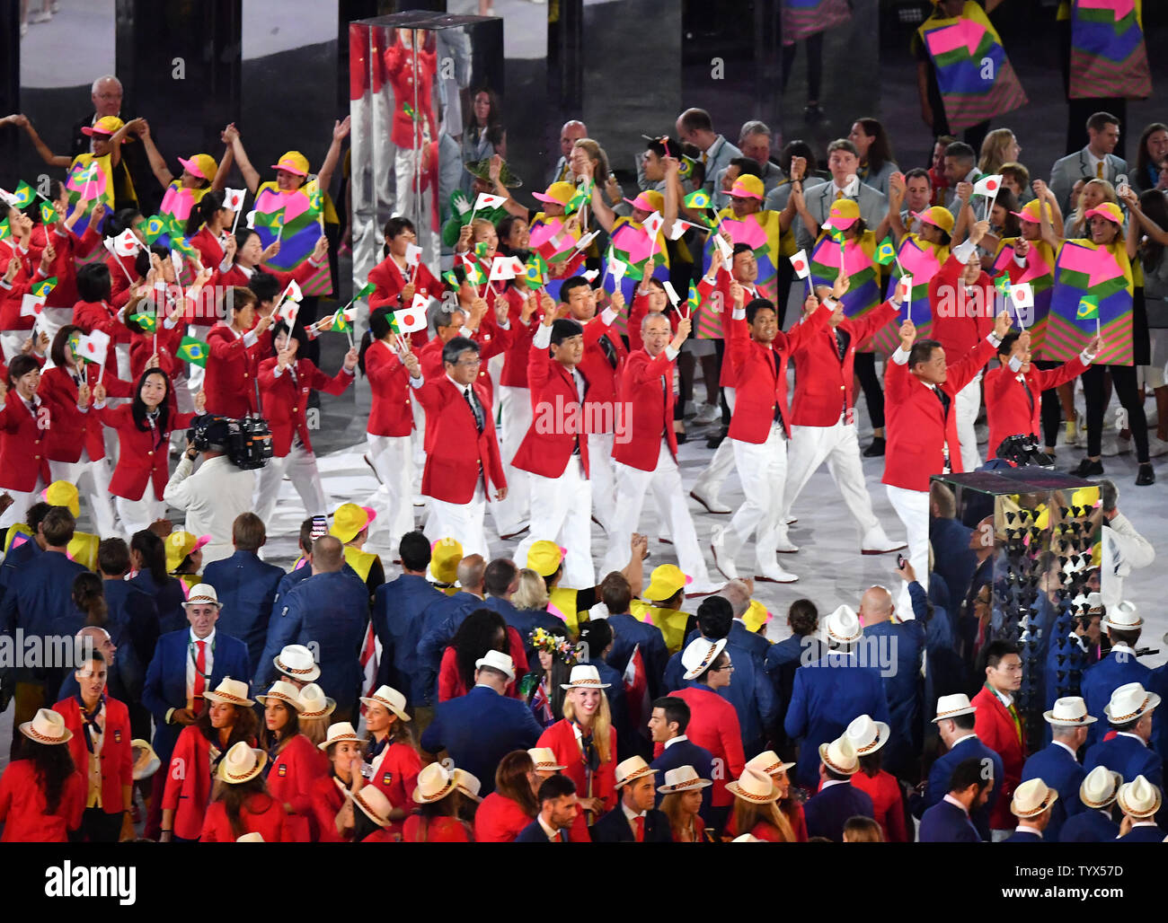 Athletes of Japan enter the arena at the Opening Ceremony of the 2016 ...