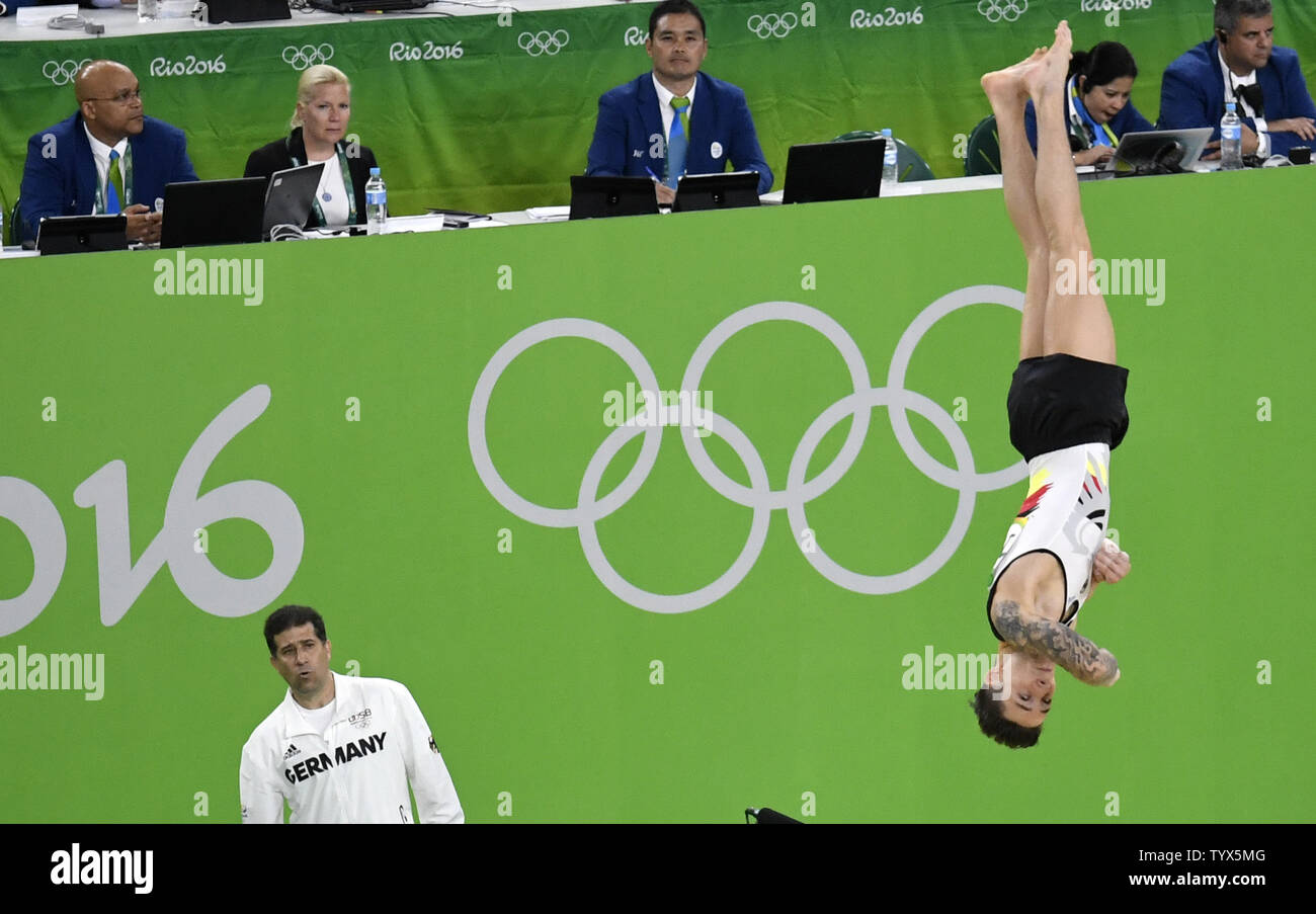 German gymnast Marcel Nguyen performs his routine in the Floor Exercise ...