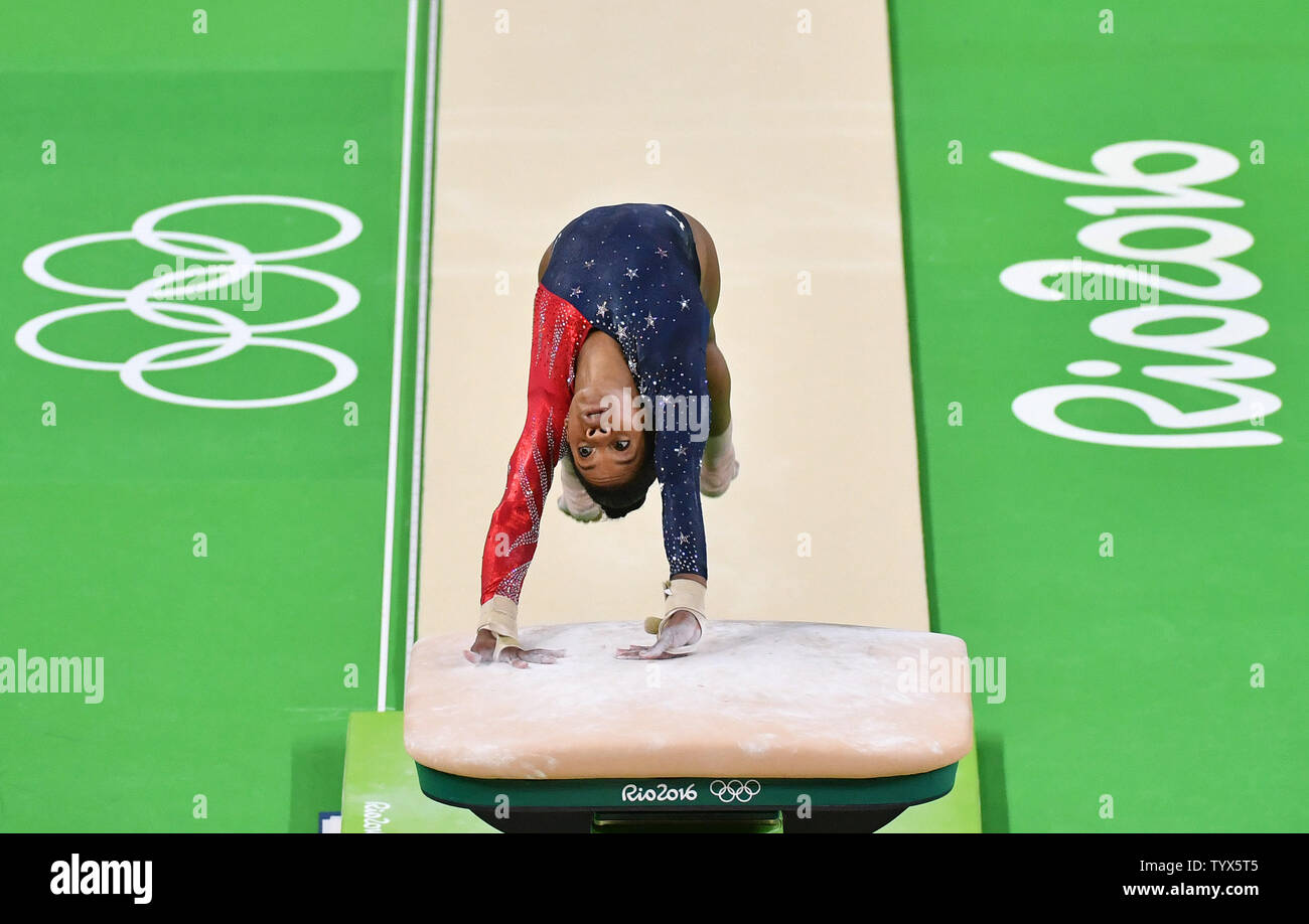 American gymnast Gabby Douglas competes in the vault qualifications at ...