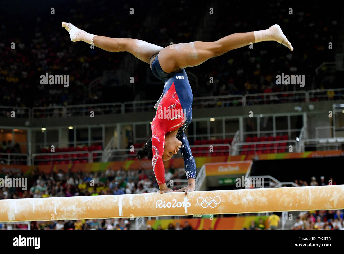 American gymnast Gabby Douglas competes in the balance beam ...