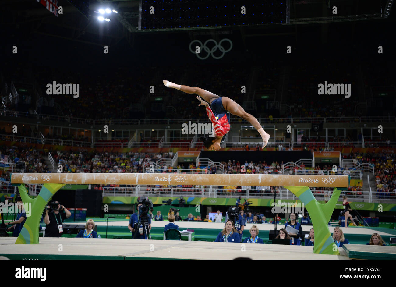 American gymnast Gabby Douglas competes in the balance beam ...