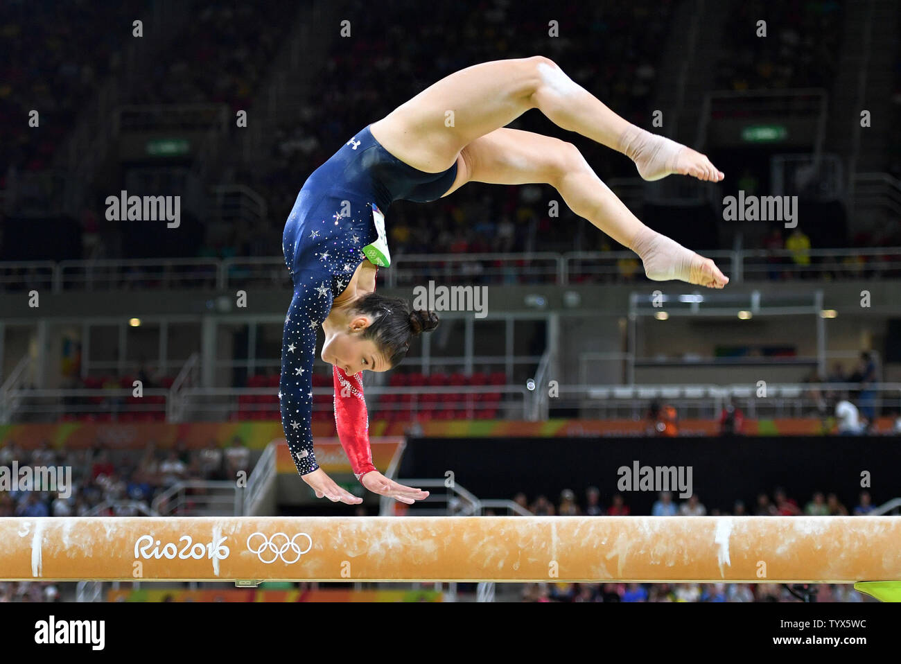 American gymnast Aly Raisman competes in the balance beam ...