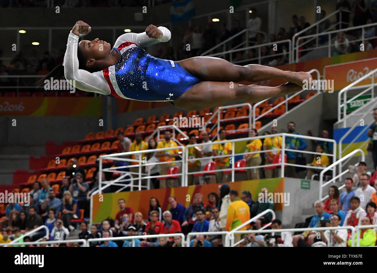 Simone Biles of the United States competes in the vault competition at ...