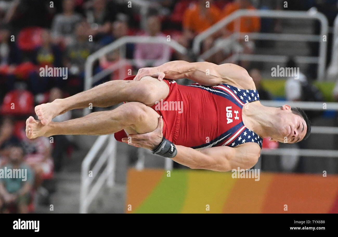 American gymnast Alexander Naddour performs his routine in the Floor ...