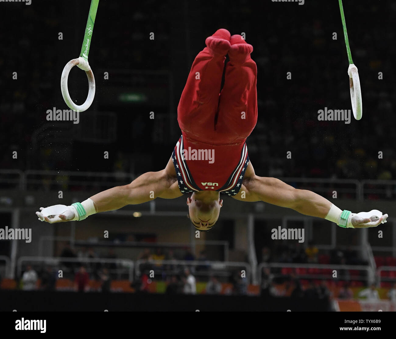 American gymnast Jacob Dalton flies off the still rings of Artistic ...