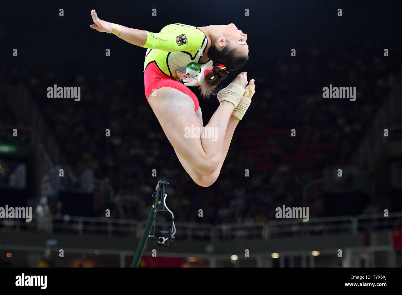 Pauline Schaefer of Germany competes on the balance beam during the ...