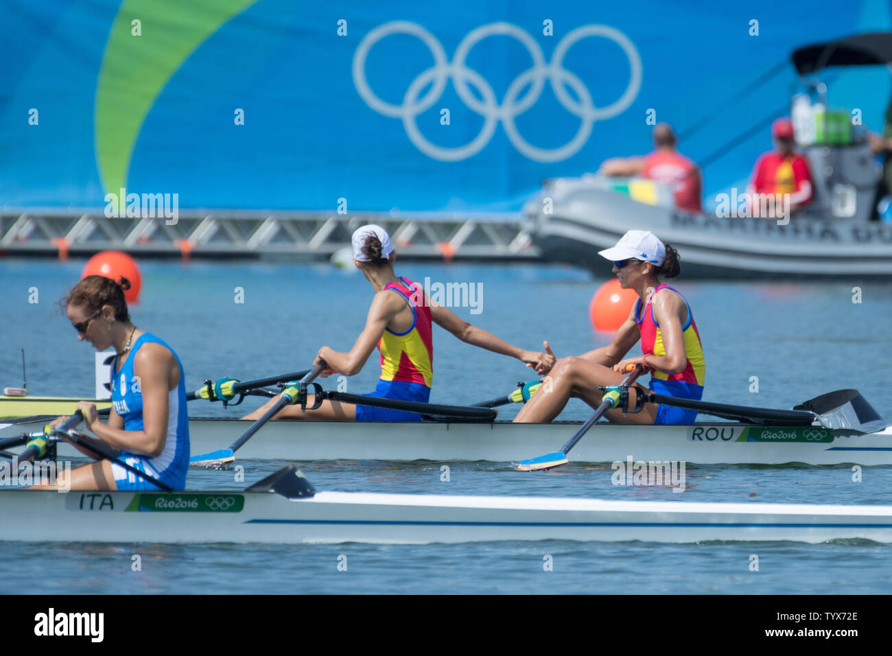 Madalina Beres and Laura Oprea of Romania celebrate after winning the ...