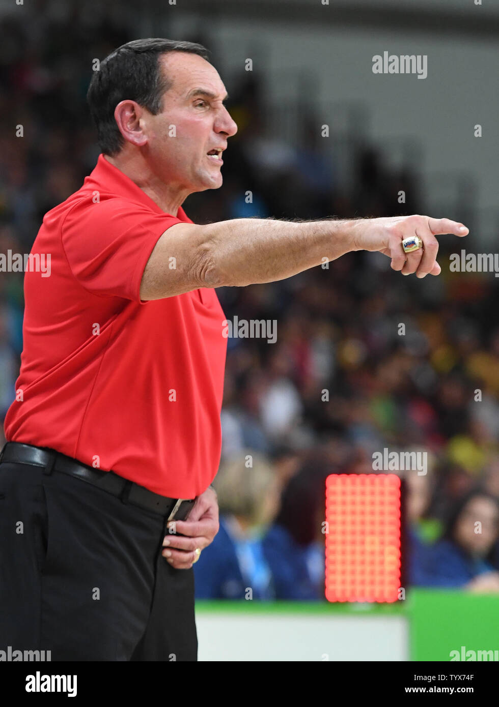 USA' s Coach Mike Krzyzewski gives directions against Australia in ...