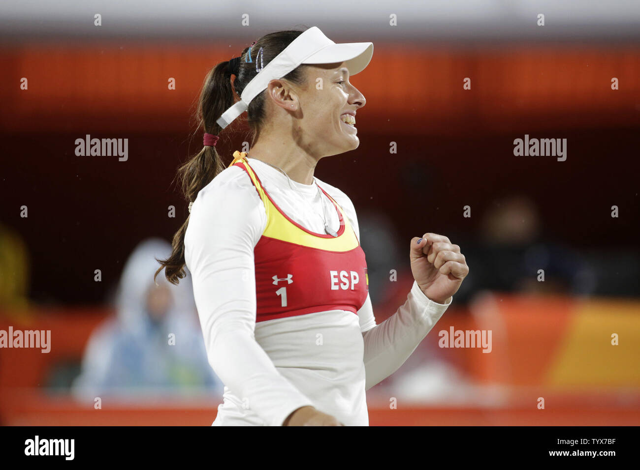 Spain's Liliana Fern‡ndez reacts during a Women's Beach Volleyball ...