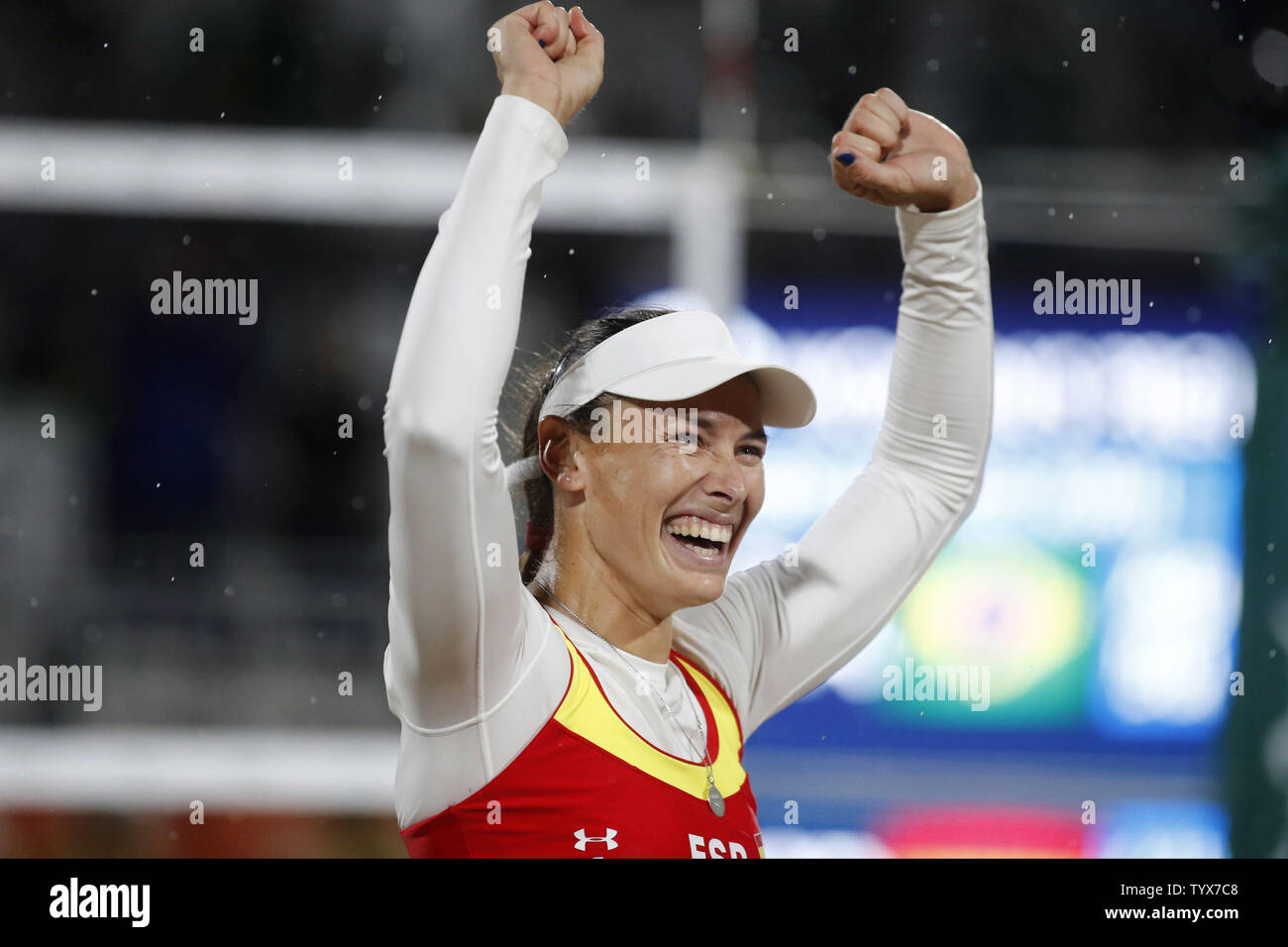 Spain's Liliana Fern‡ndez celebrates after defeating Brazil in a Women ...
