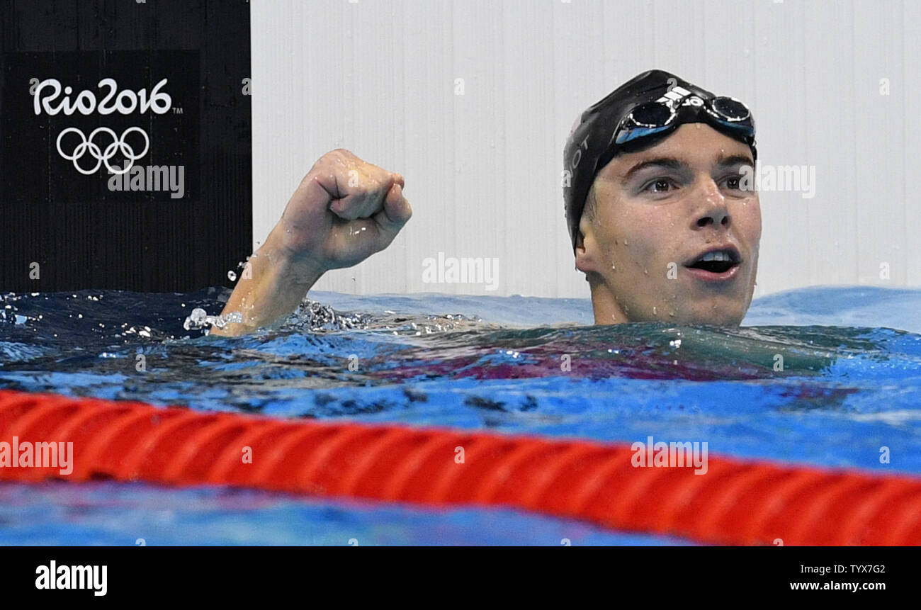 Josh Prenot of the USA waits for results in the Men's 200M Breaststroke ...