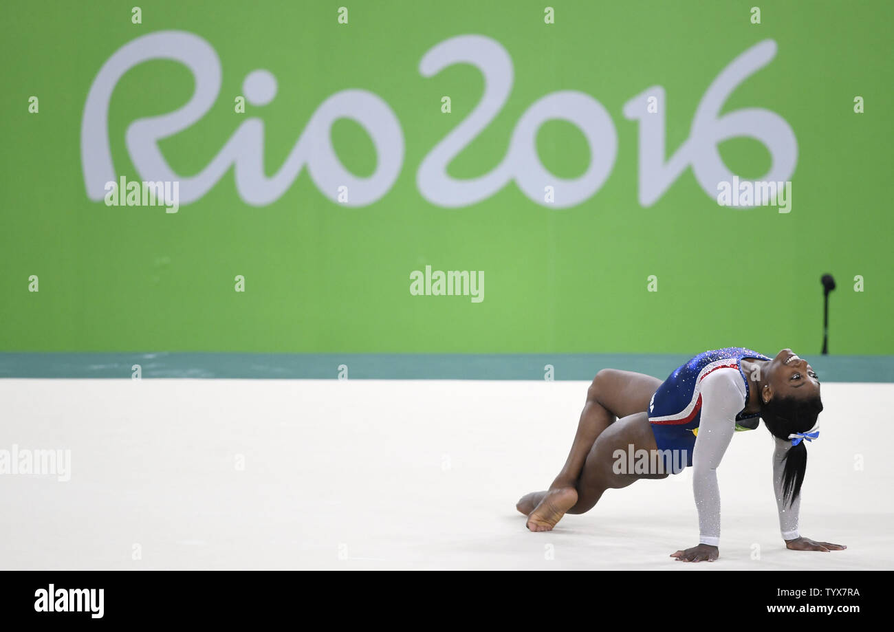 Simone Biles competes in the Floor Exercise in the Women's Artistic ...