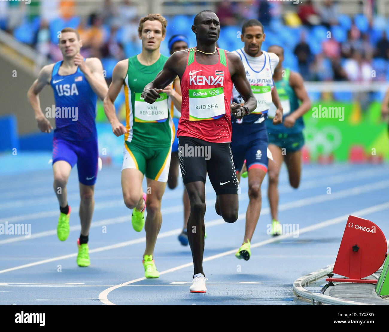 David Lekuta Rudisha of Kenya runs the Men's 800m qualifying heat at ...