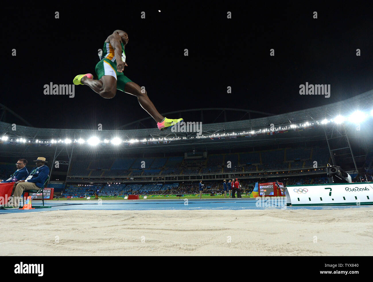 Luvo Manyonga of South Africa competes in the Long Jump qualifying ...