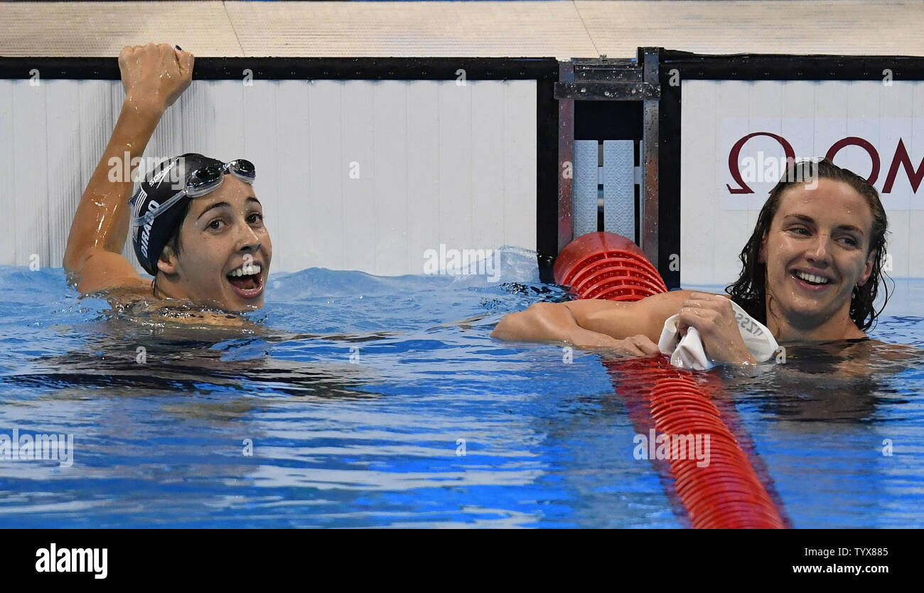 Madeline Dirado (USA) reacts after her gold medal win over Katinka ...