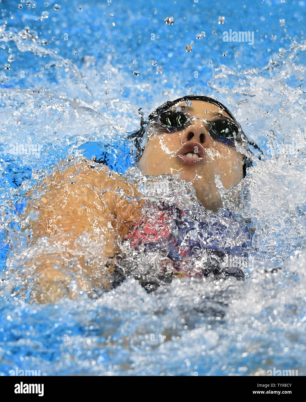 Women's 200M Backstroke winner Madeline Dirado (USA) swims during the ...