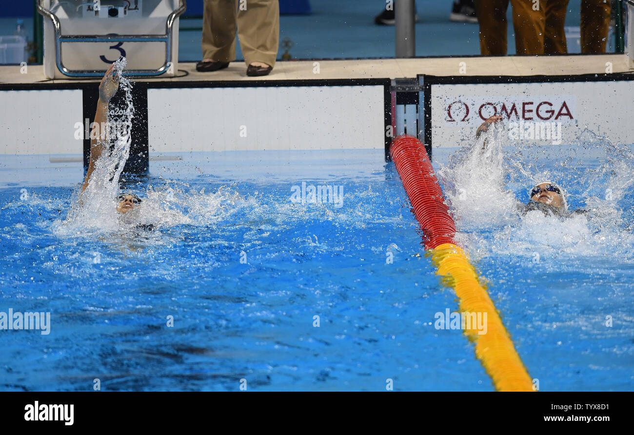 USA's Madeline Dirado (L) defeats Katinka Hosszu (HUN) during the Women ...