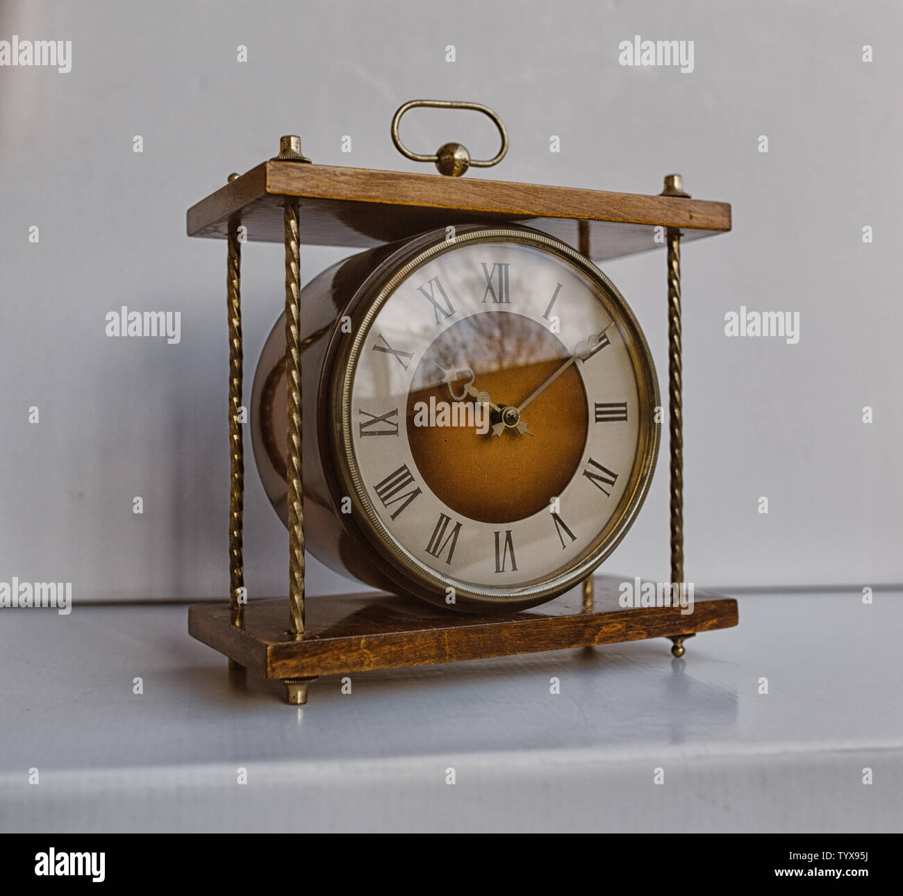 Old soviet table clock with mechanical winding Stock Photo - Alamy