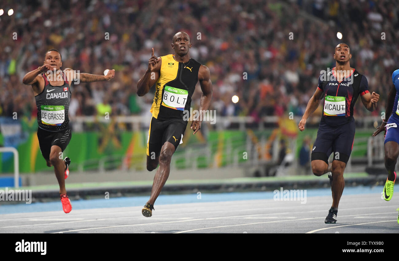 Jamaica's Usain Bolt wins the 100m in the Olympic Stadium at the 2016 ...