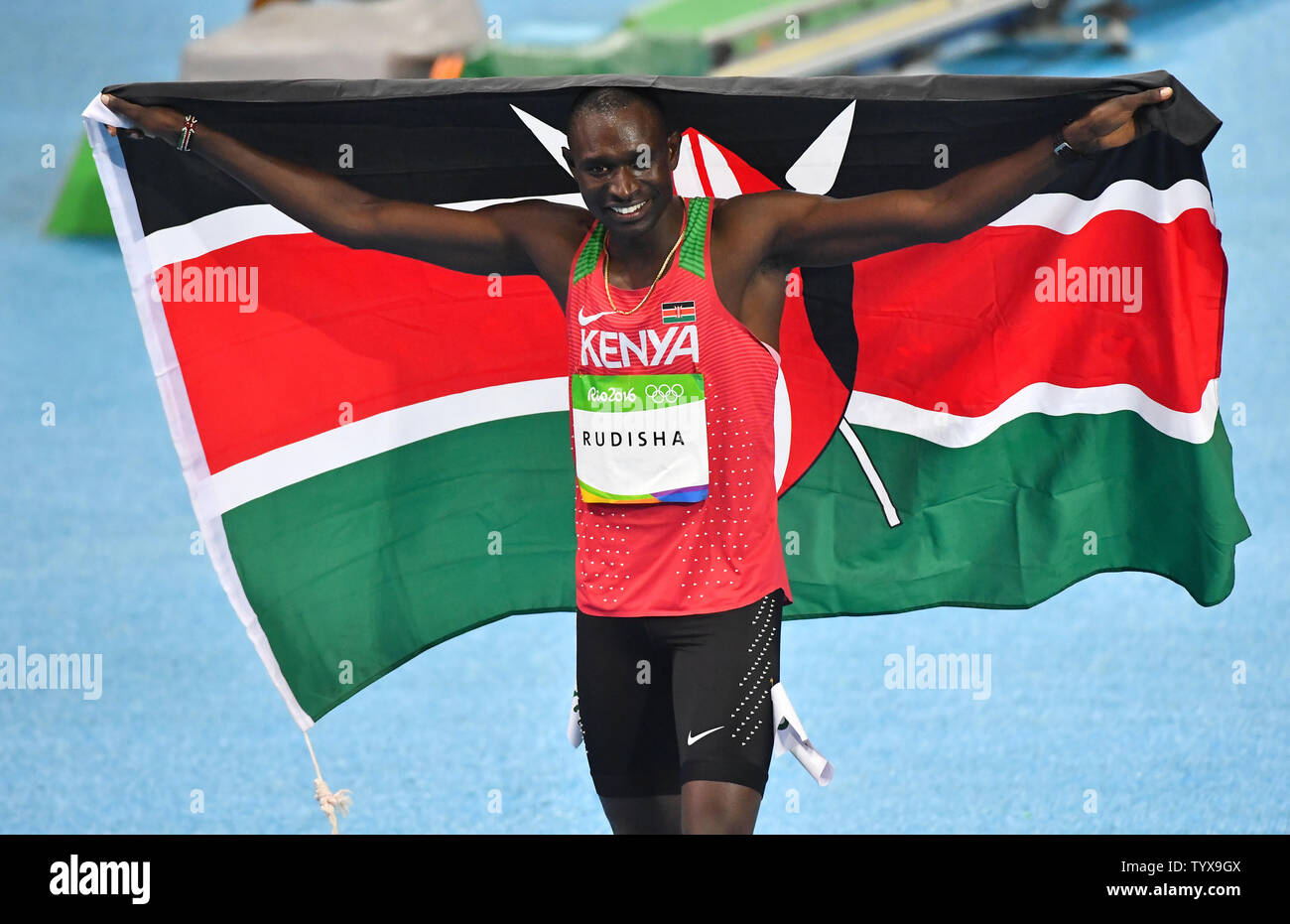 David Lekuta Rudisha of Kenya celebrates after winning the Men's 800m ...