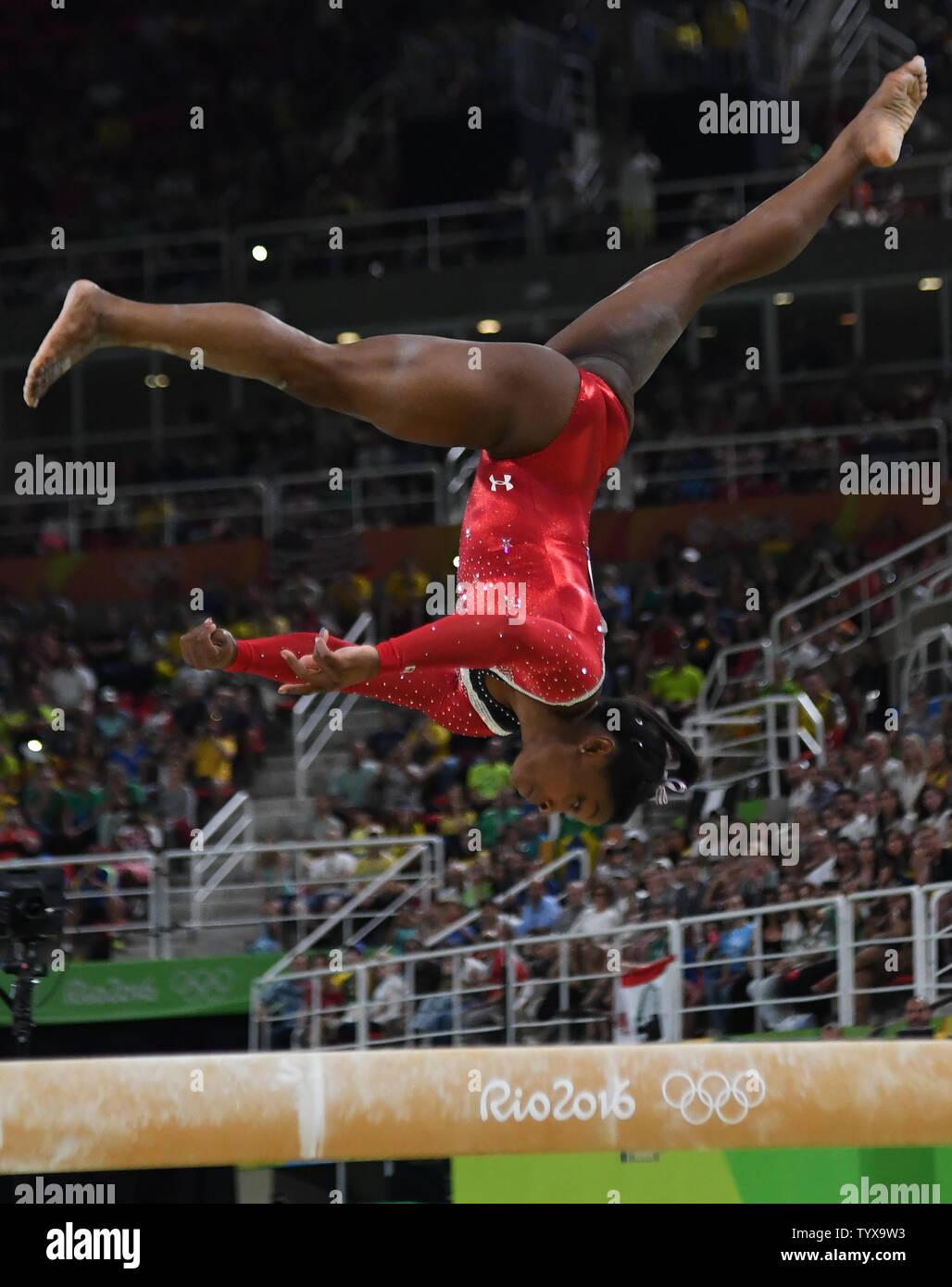 Bronze medal winner Simone Biles of the USA performs in the women's ...