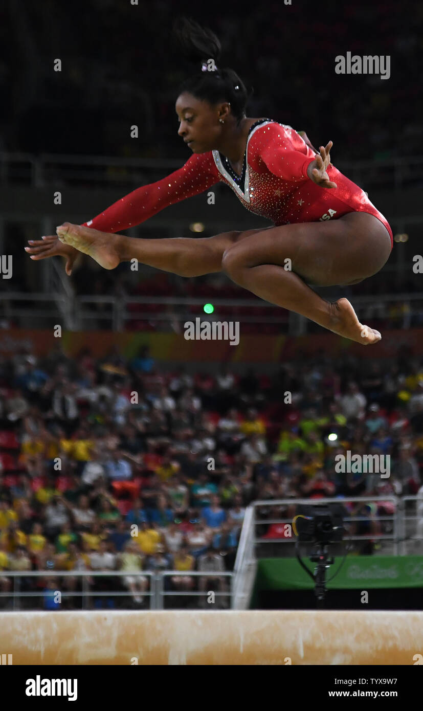 Bronze medal winner Simone Biles of the USA performs in the women's ...
