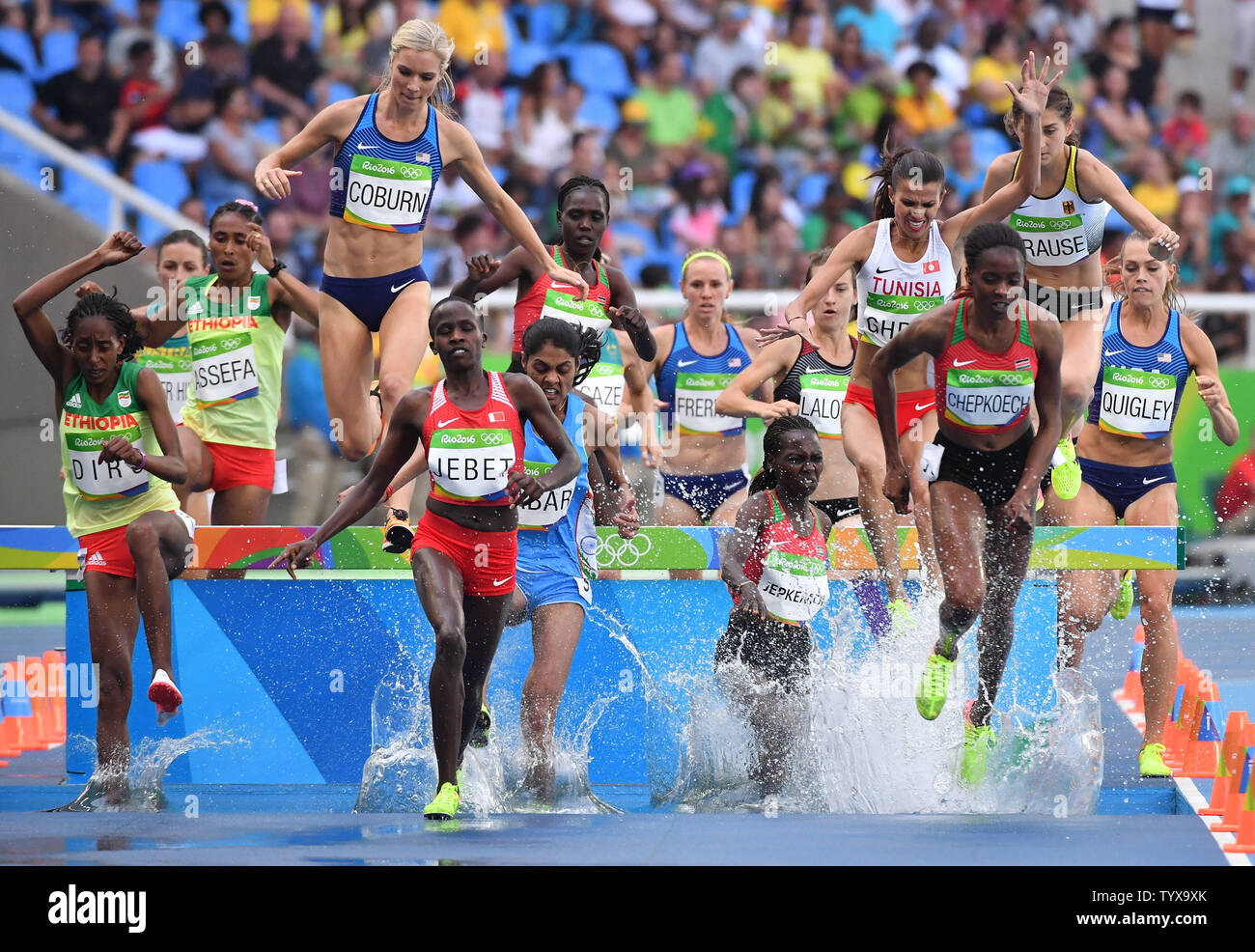 Runners compete in the Women's 3,000 meter Steelplechase at the 2016 ...