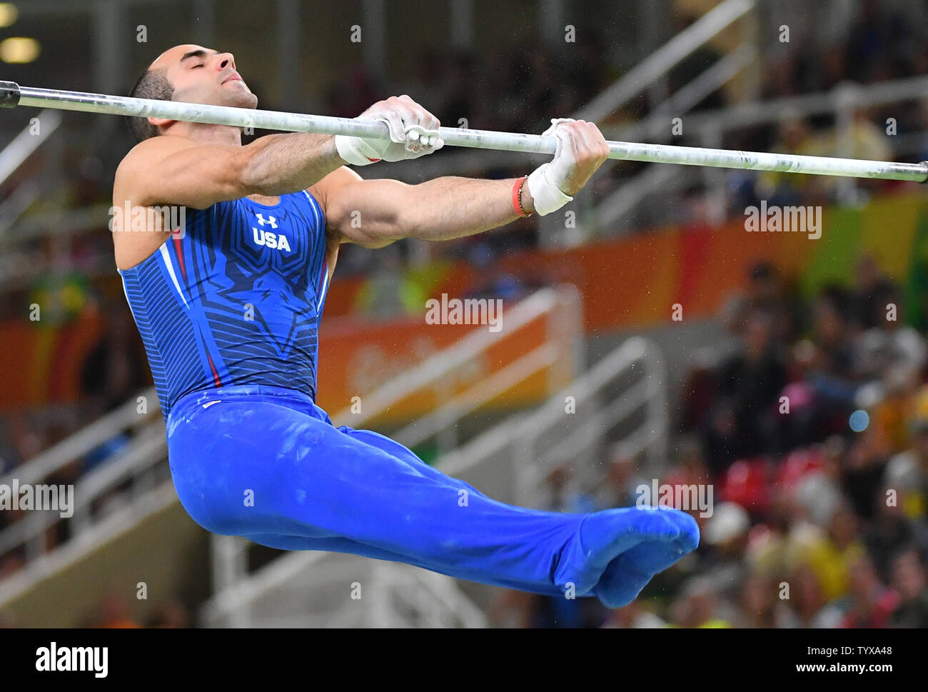 Danell Leyva of the United States competes on the Horizontal Bar Final ...