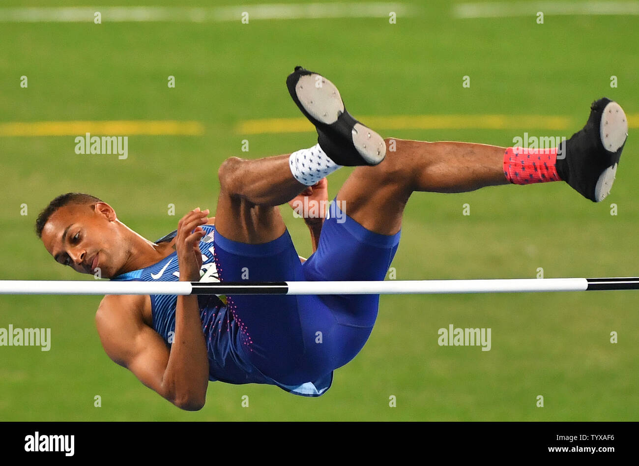 Jeremy Taiwo of the United States competes in the Men's High Jump at ...