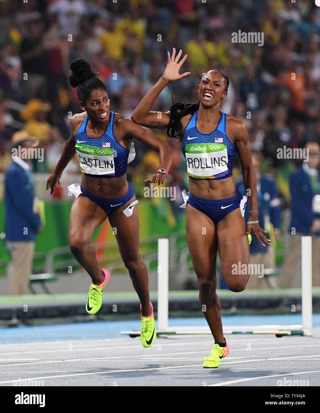 Bronze medalist Kristi Castlin of the United States and gold medalist ...