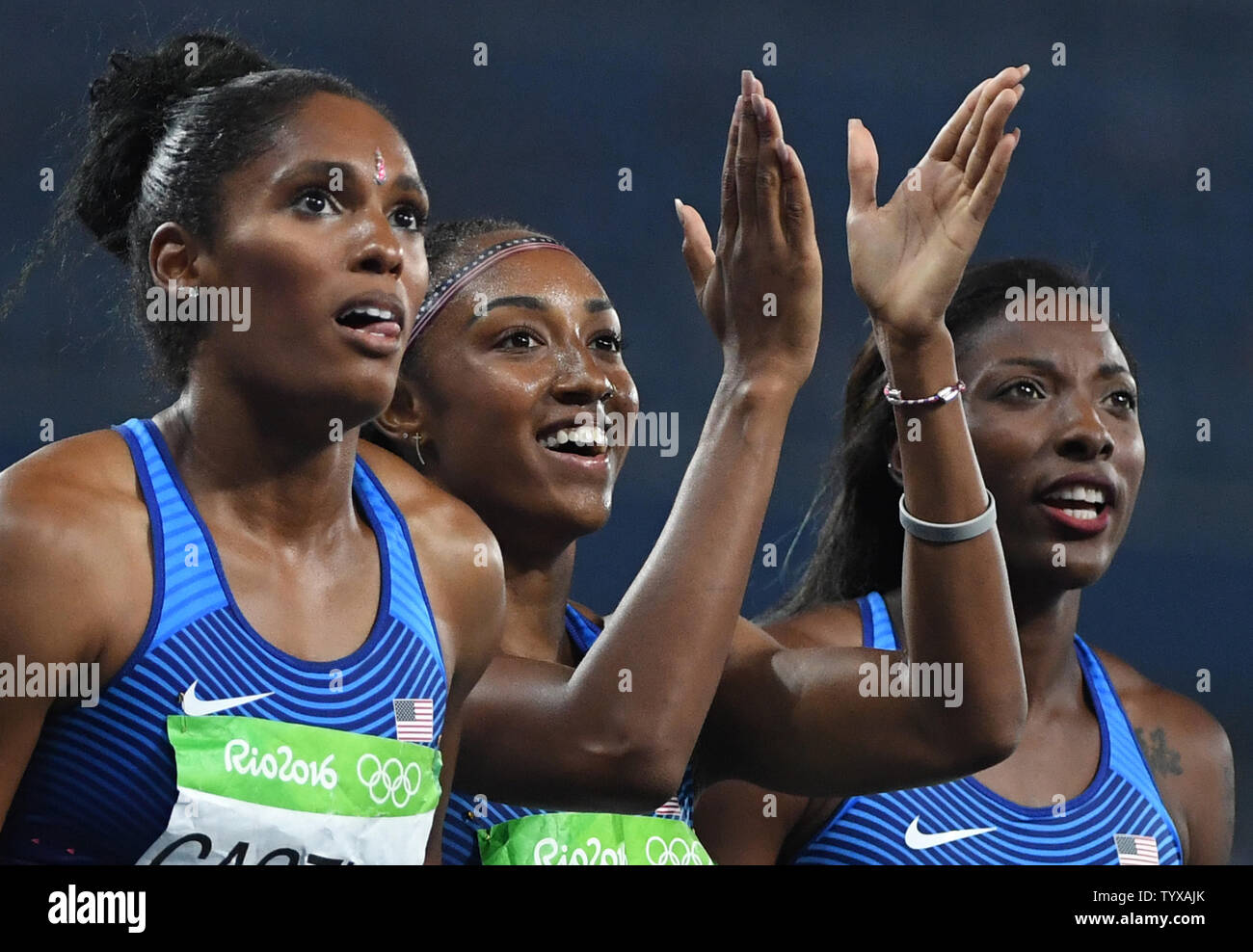 Bronze medalist Kristi Castlin of the United States, gold medalist ...