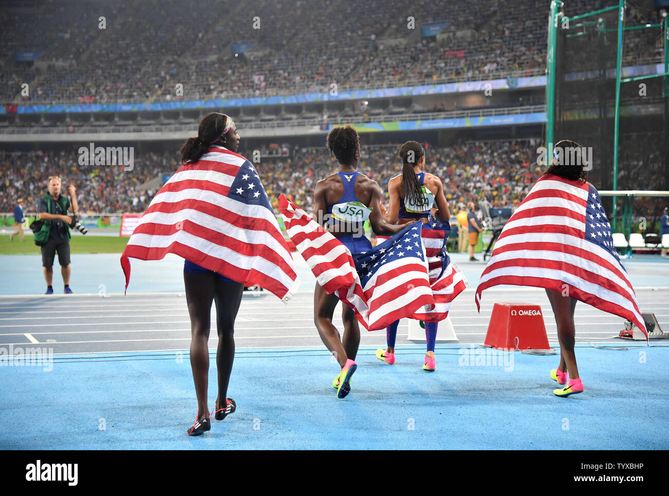 English Gardner, Allyson Felix, Tianna Bartoletta and Tori Bowie of the ...