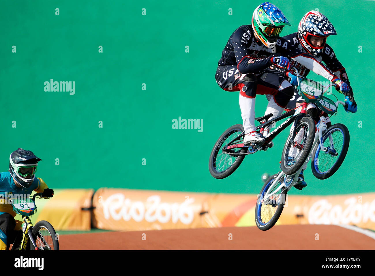 USA's Nichols Long (64) and Connor Fields battle for first place in the ...