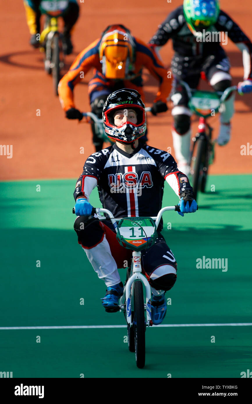 USA's Connor Fields charges crosses the finish line in the final of Men ...