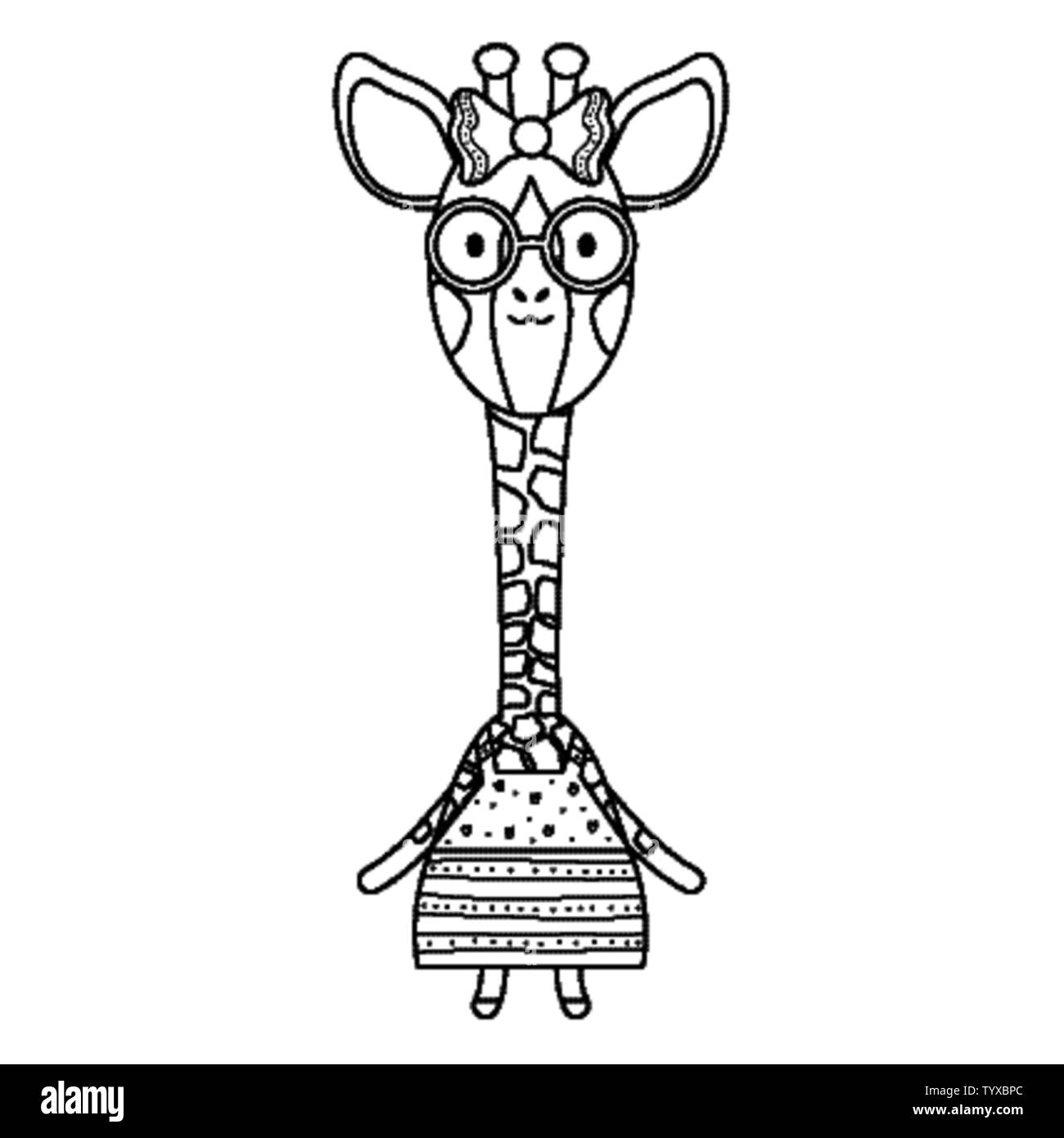 cute female giraffe childish character vector illustration design Stock ...