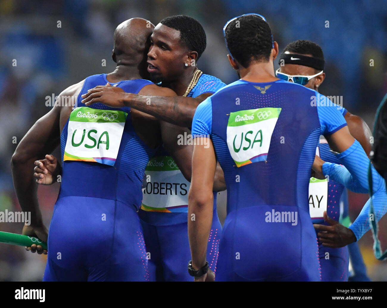 Gil Roberts,, Lashawn Merritt, Tony McQuay and Arman Hall of the United ...