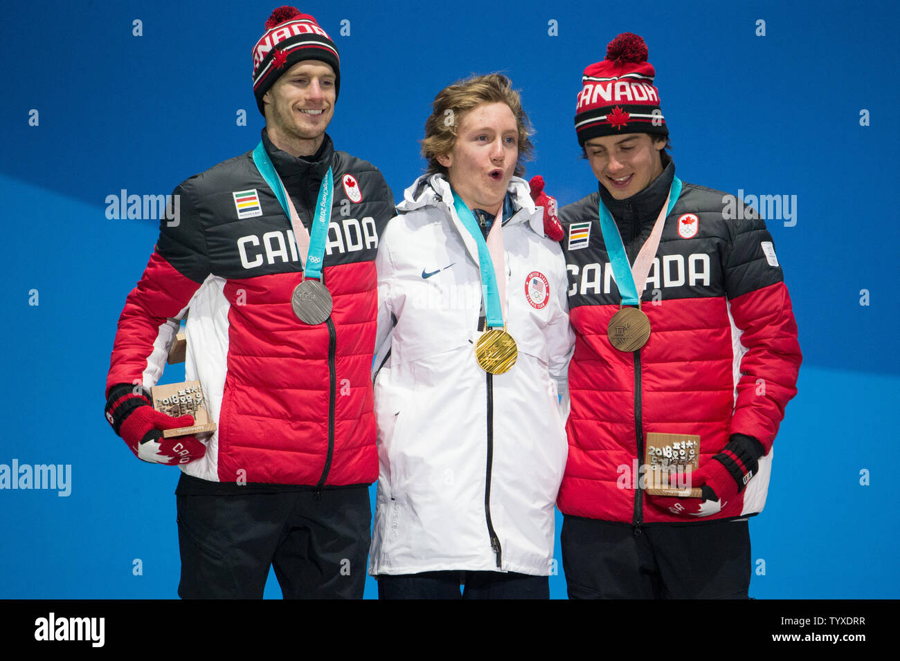 From left men's snowboard slopestyle silver medalist Max Parrot of ...